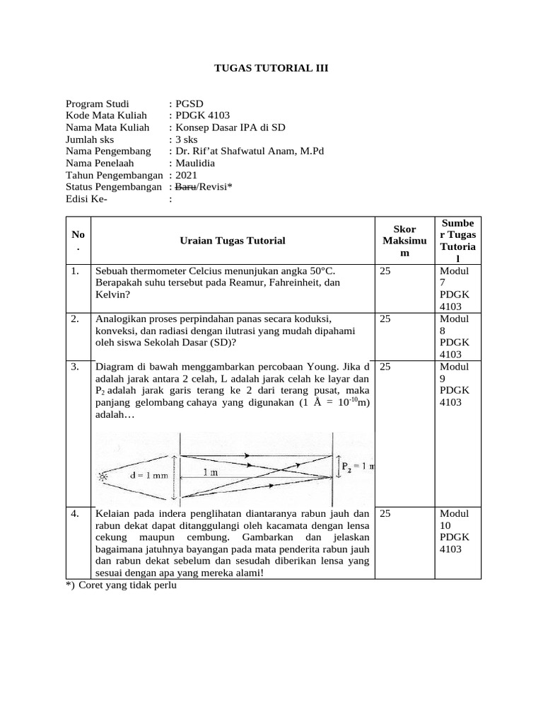 Tugas Tutorial Iii Konsep Dasar Ipa | PDF
