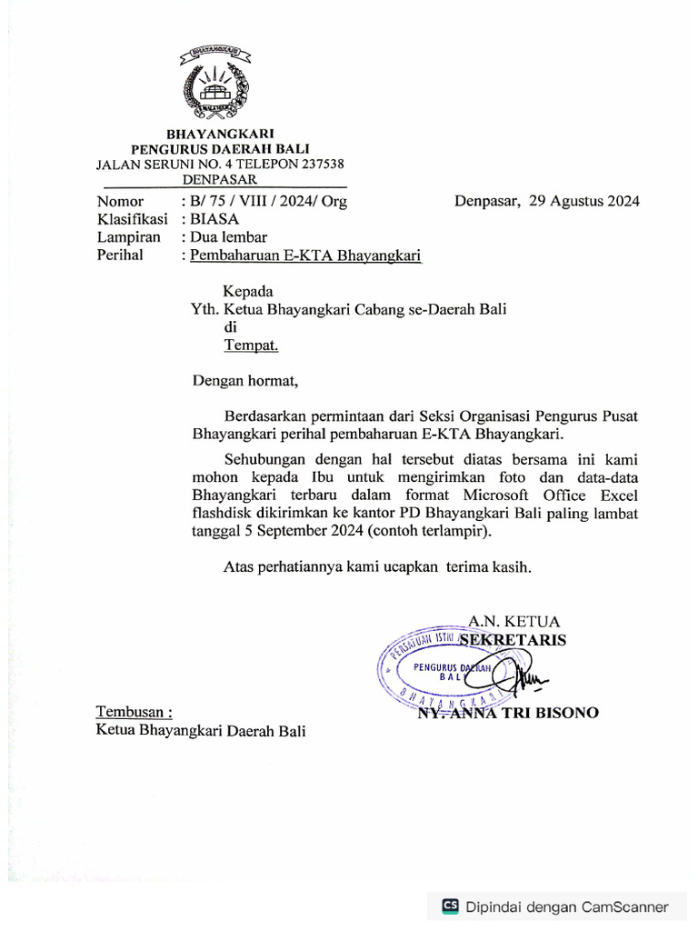 Surat E-KTA Bhayangkari-1 | PDF