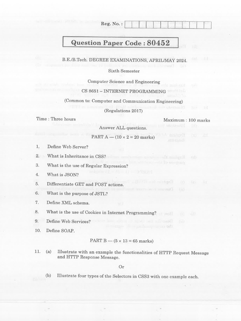 CSE-AM-2024-CS 8651-Internet Programming-268896716-80452 | PDF