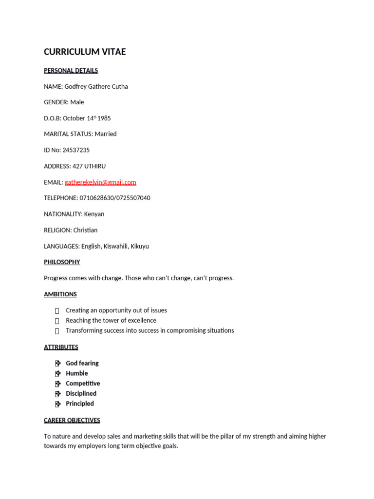 Godfrey's CV | PDF