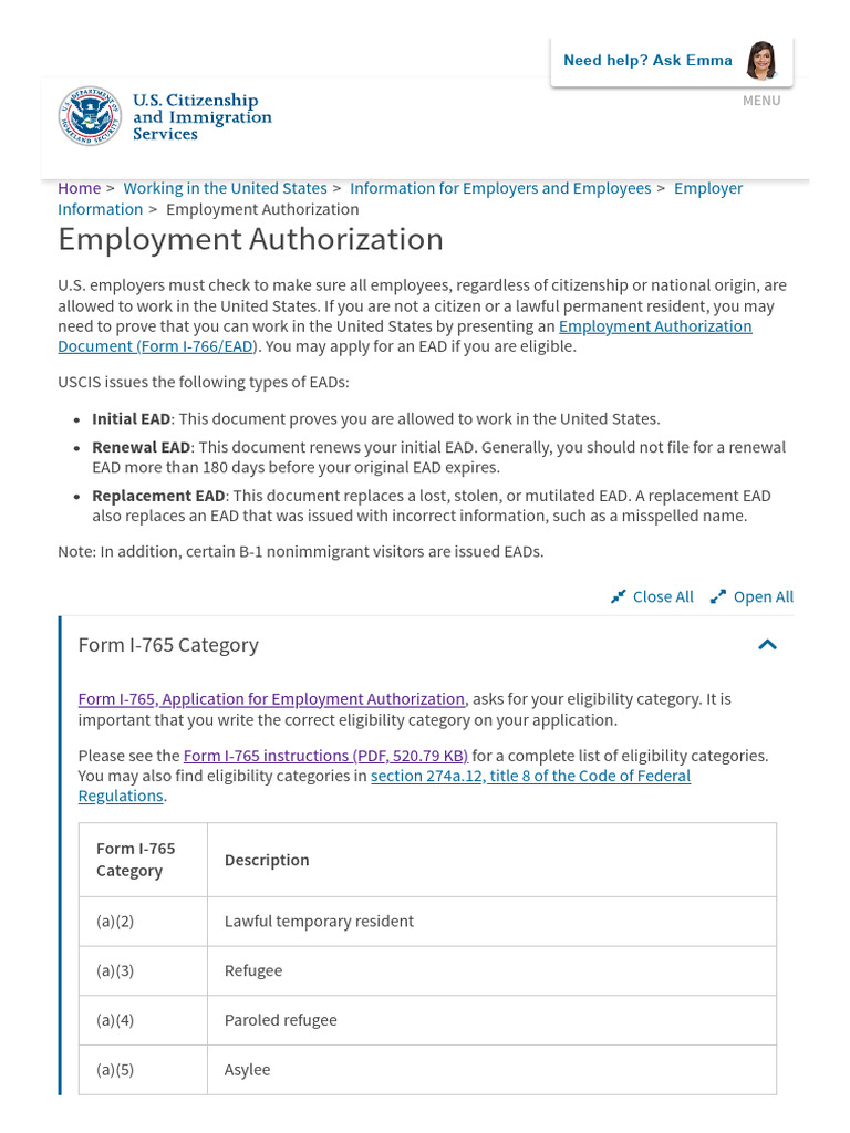 Employment Authorization - USCIS | PDF | Immigration | Social Science