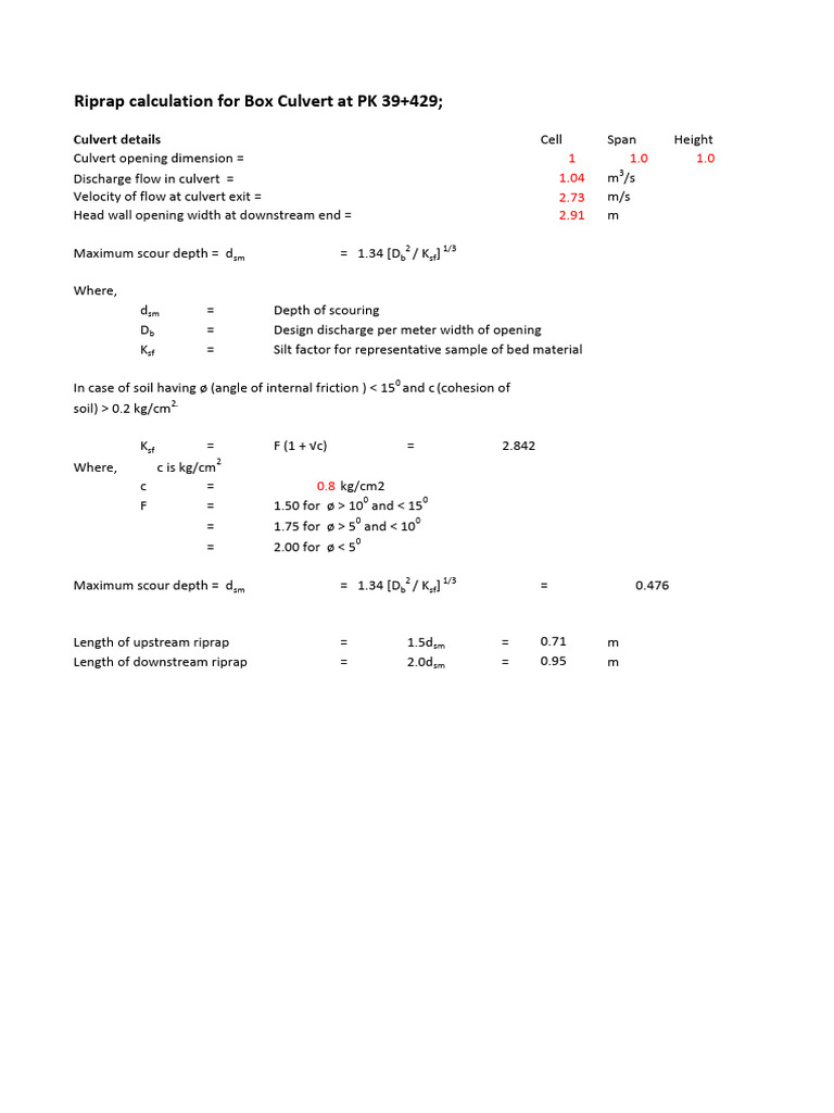 Riprap Calculation - PK39+429 | PDF