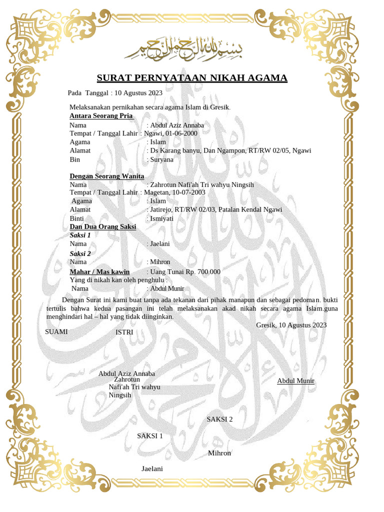 Surat Nikah Sirih | PDF