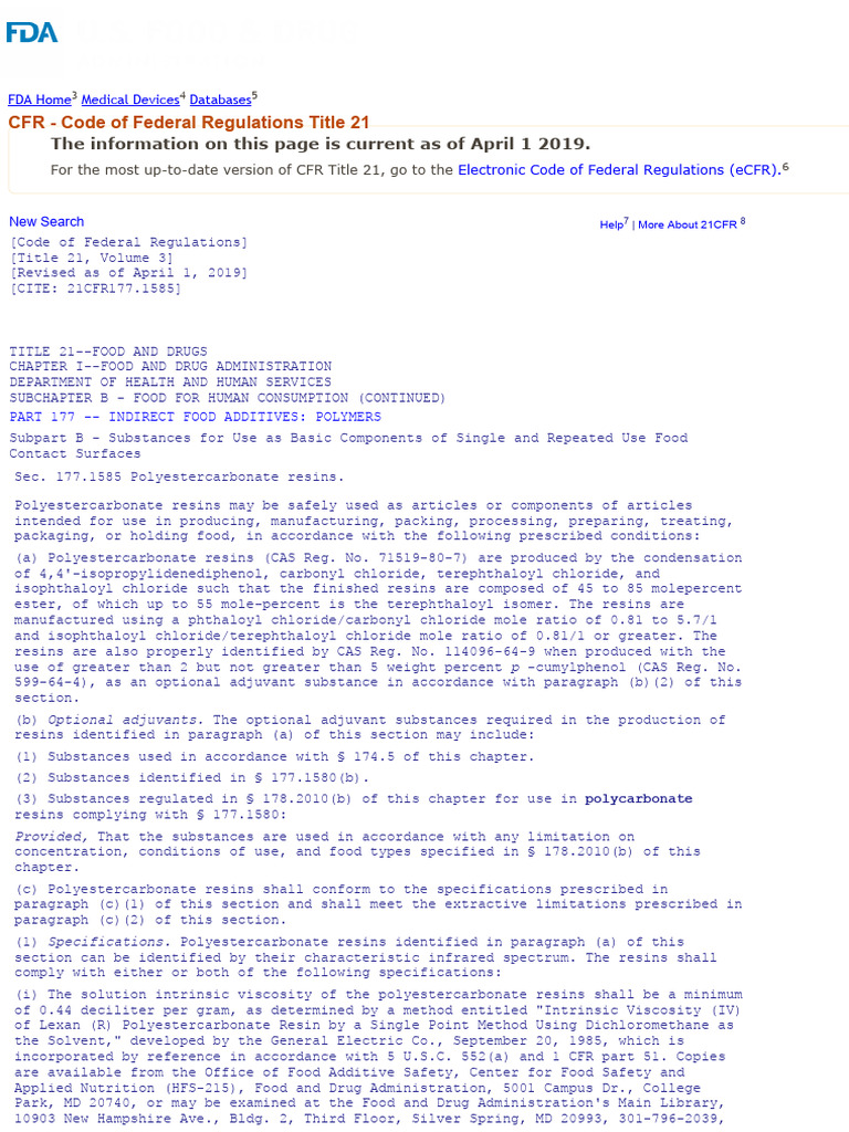CFR - Code of Federal Regulations Title 21 PC Ester | PDF | Code Of ...