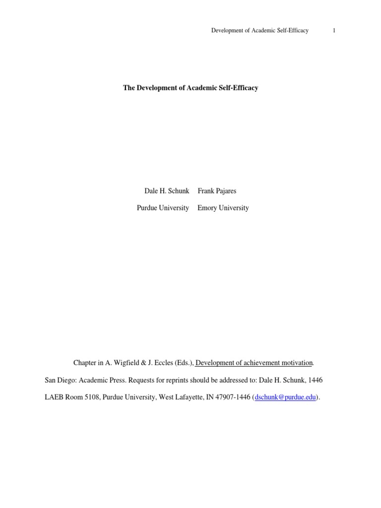 Academic Self-Efficacy Development Insights | PDF | Self Efficacy ...