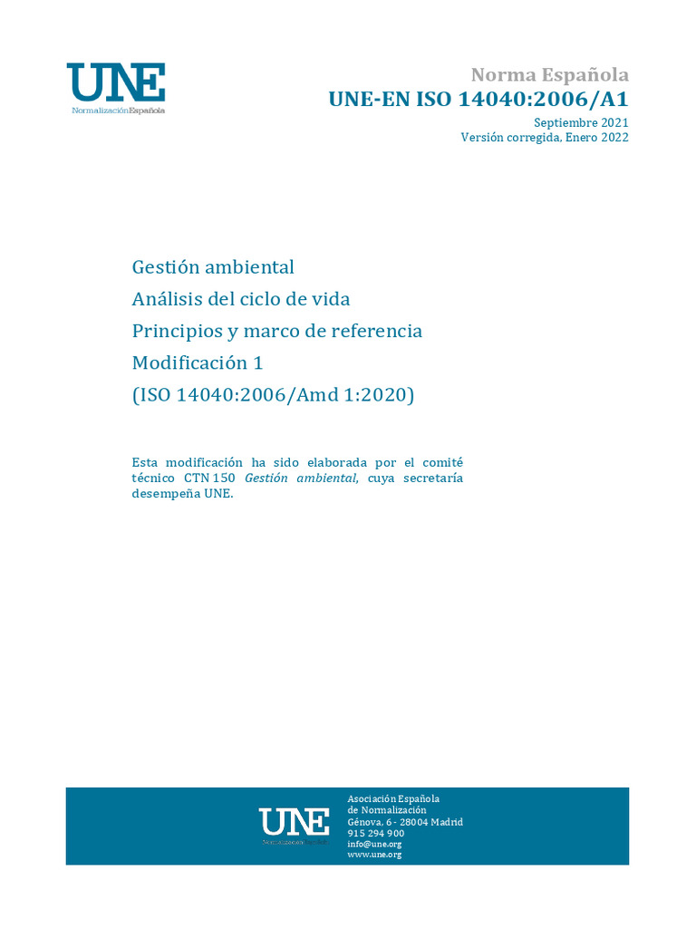 Une-En Iso 14040 2006 (A1 2021 | PDF