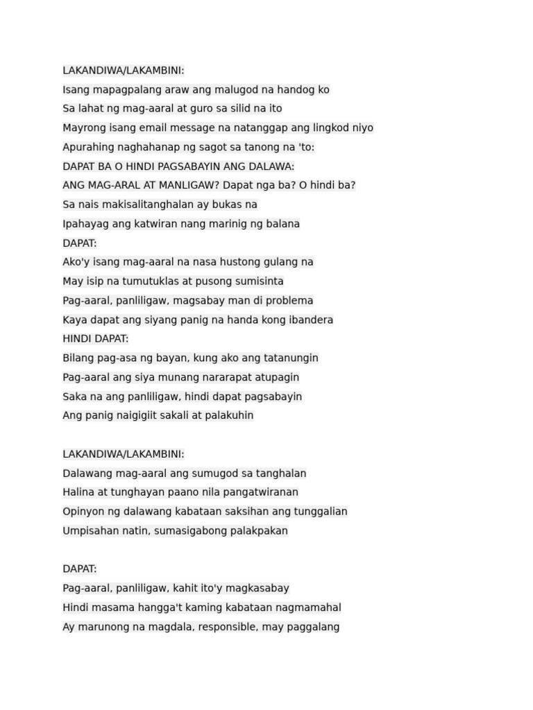 Balagtasan Script | PDF