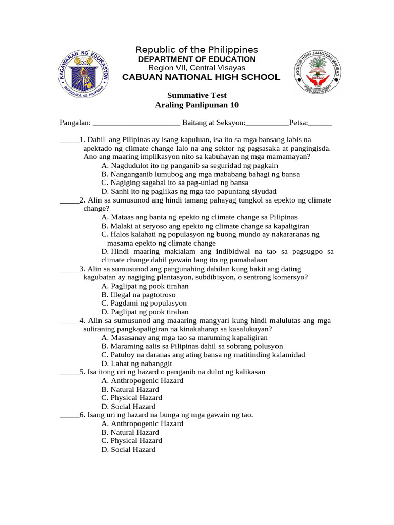 Ap 10 Summative | PDF