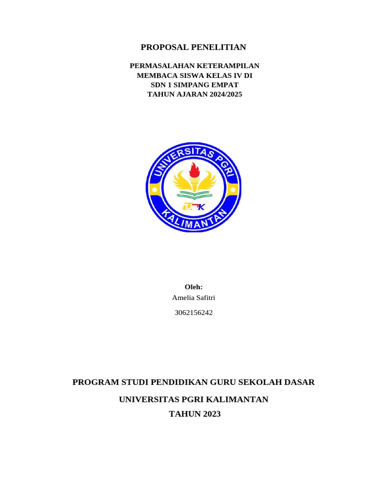 Proposal Penelitian Amelia Safitri | PDF