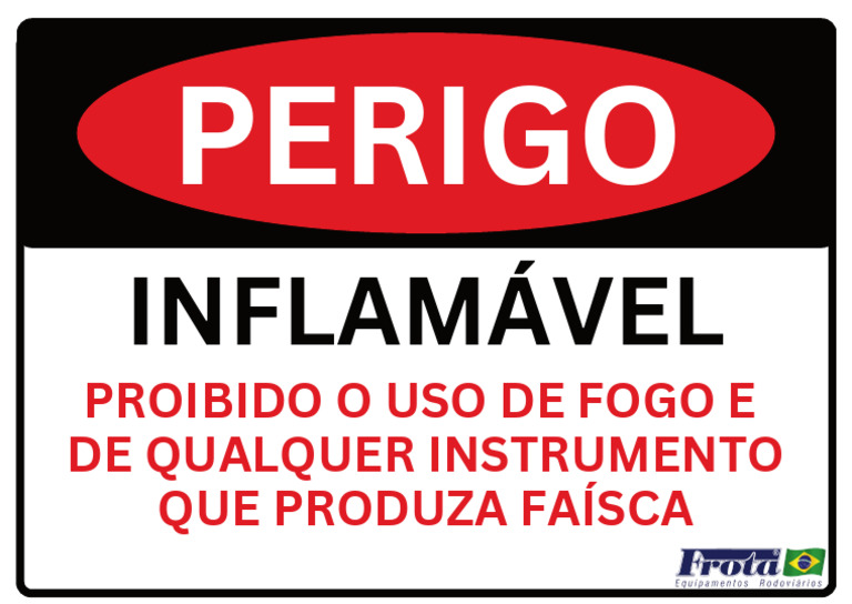 Placa de Aviso Perigo INFLAMÁVEL (A4 (Horizontal) ) | PDF