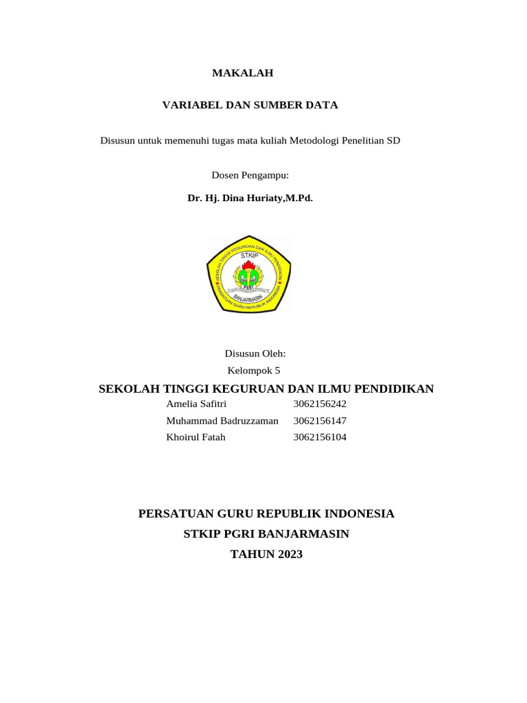 Kelompok 3 Variabel Penelitian | PDF