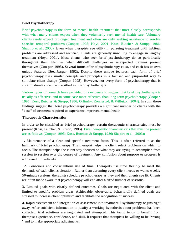 Brief Psychotherapy | PDF | Psychotherapy | Cognitive Behavioral Therapy