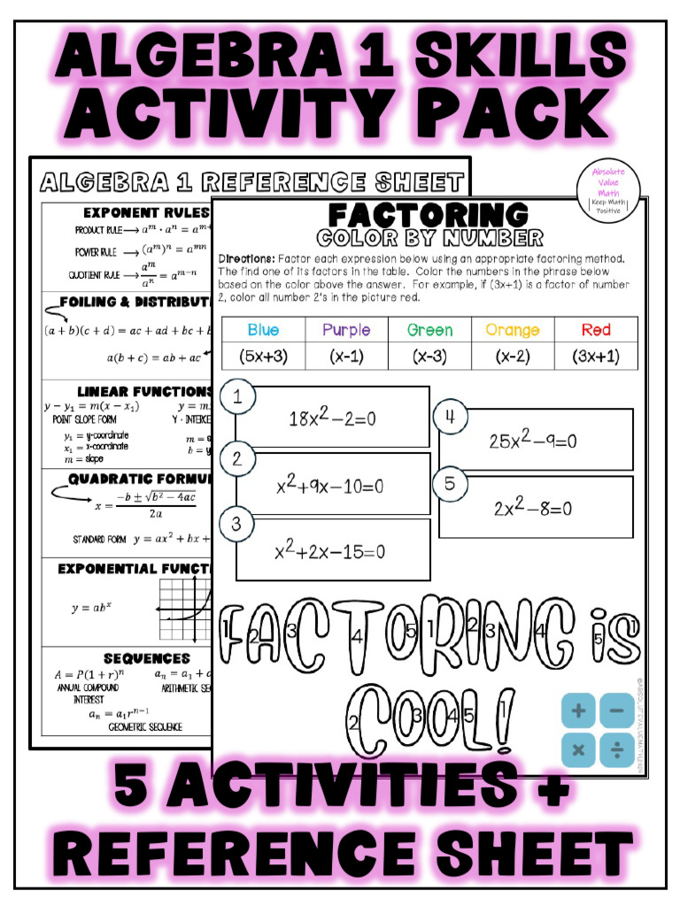Algebra Activity Pack Freebie Updated | PDF