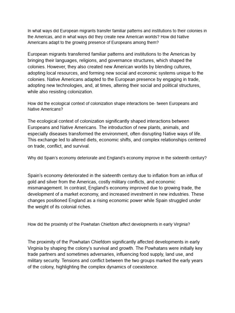 Apush Chapter 2 | PDF