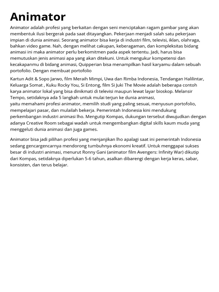 Animator Kelompok 2 SUDAH | PDF | Bisnis