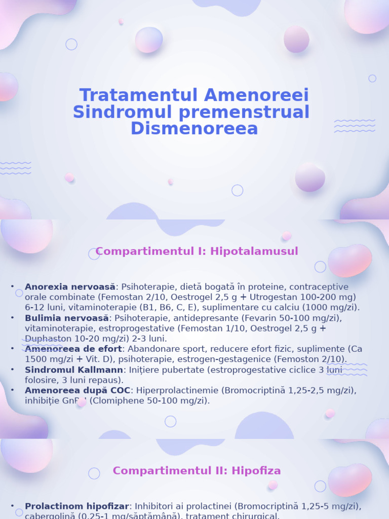 Tratament Amenorre Dismenoree | PDF