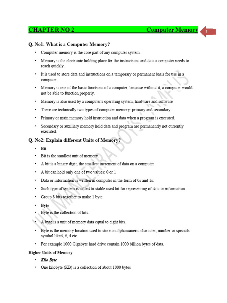 Ics-1 Computer Memory | PDF
