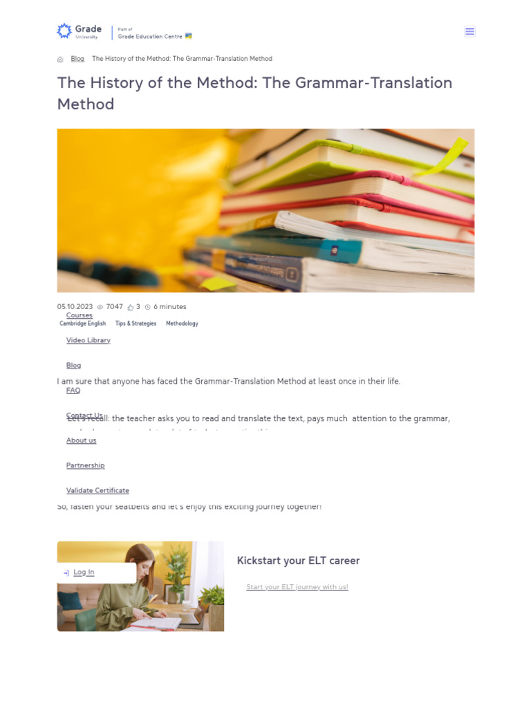 The History of The Grammar-Translation Method - Pros and Cons | PDF ...