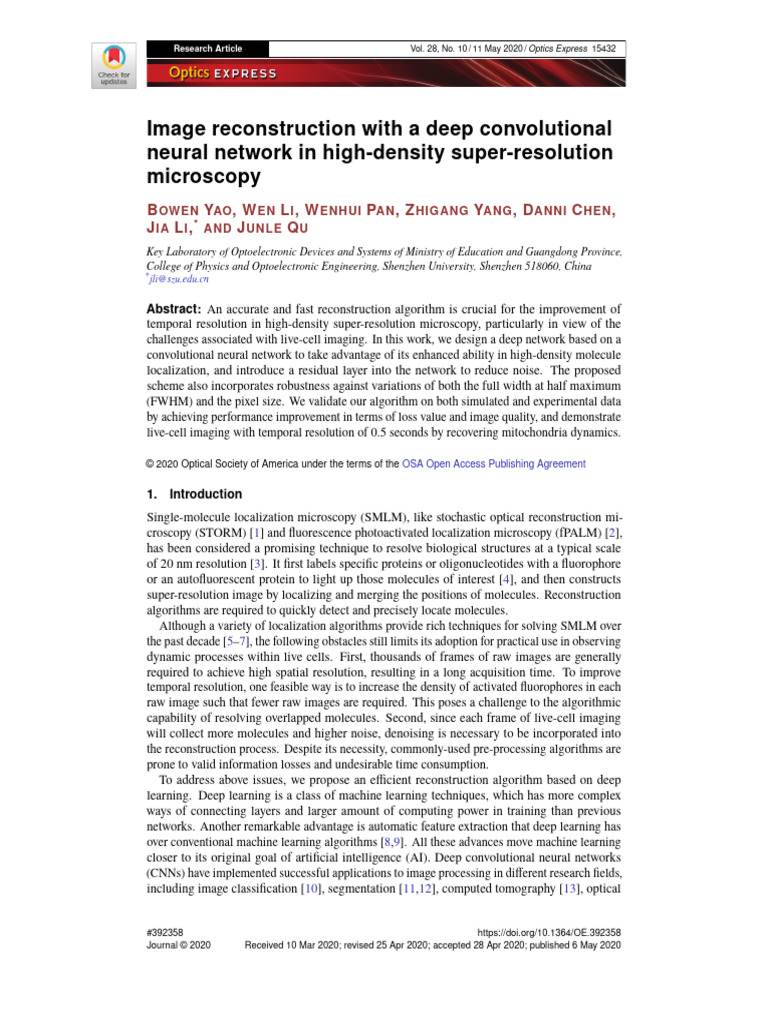 Image Reconstruction With A Deep Convolutional | PDF