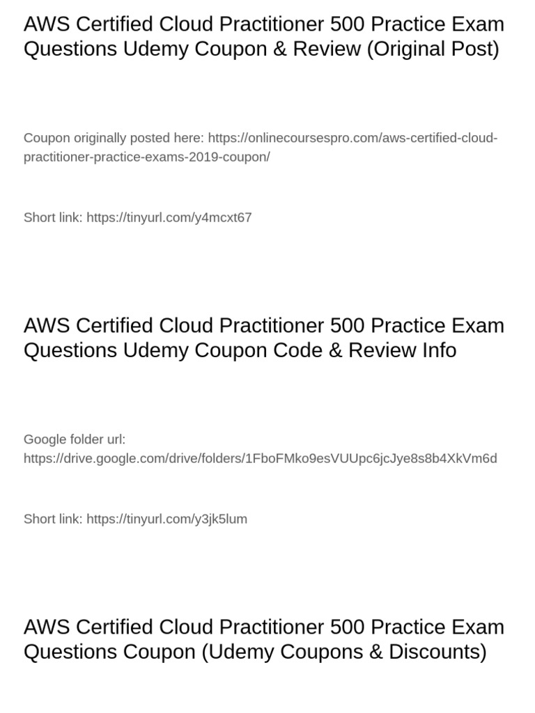 AWS Certified Cloud Practitioner 500 Practice Exam Questions Udemy ...