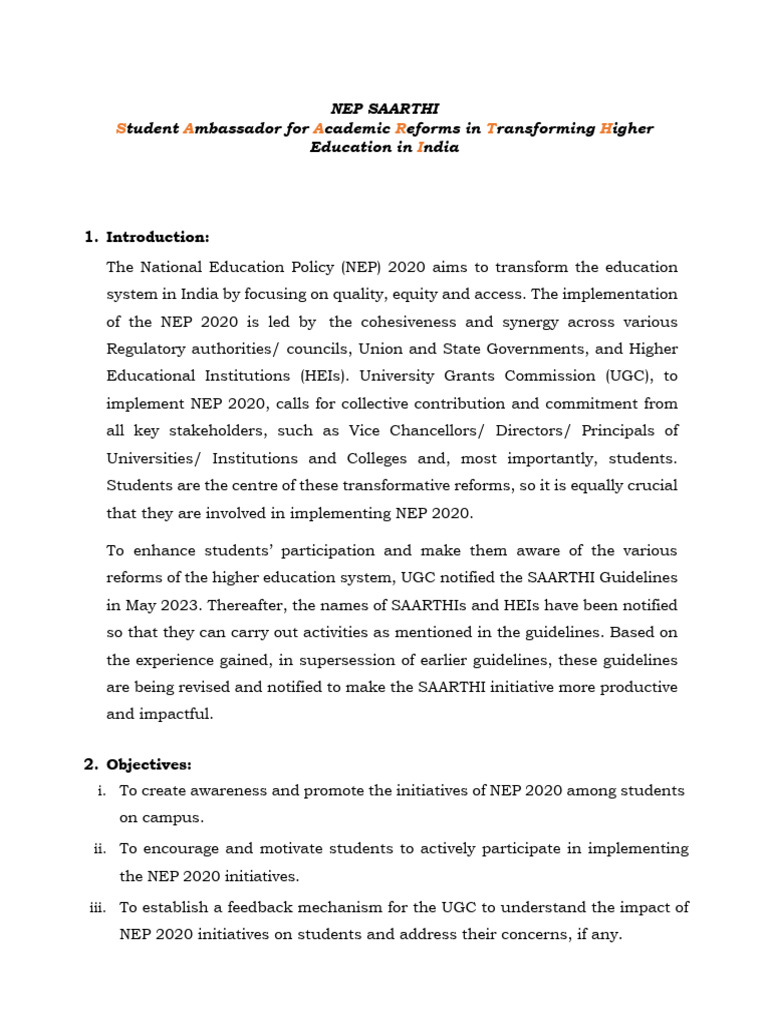 Updated SAARTHI Guidelines 2024 | PDF