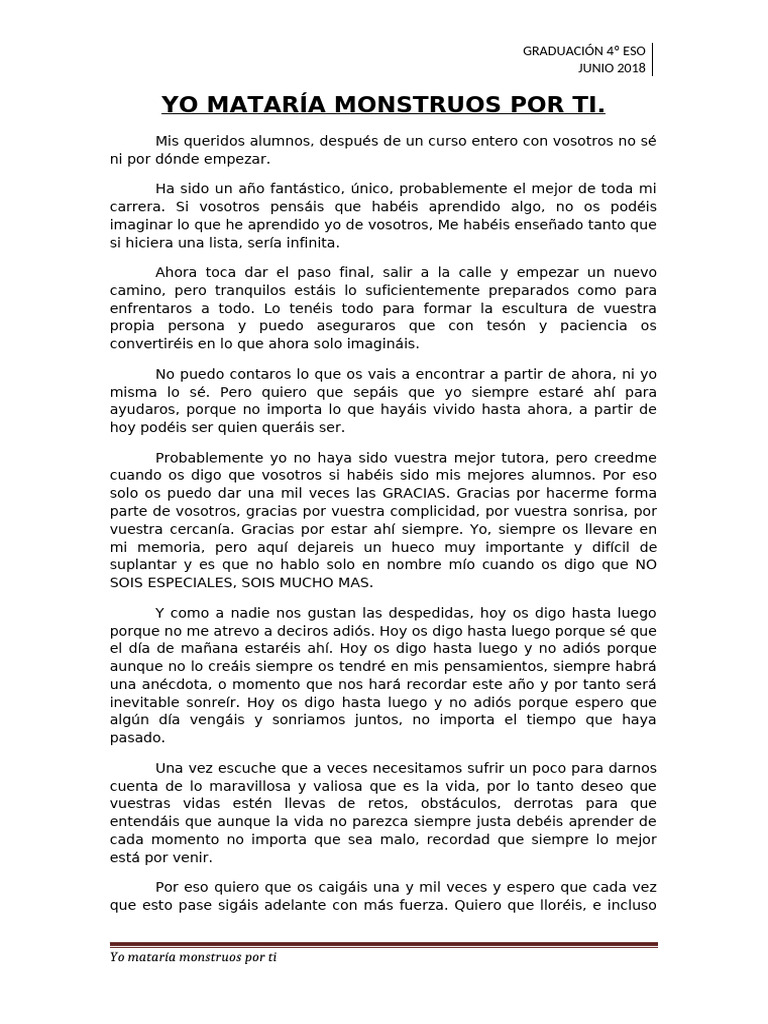 Yo Mataría Monstruos Por Ti | PDF