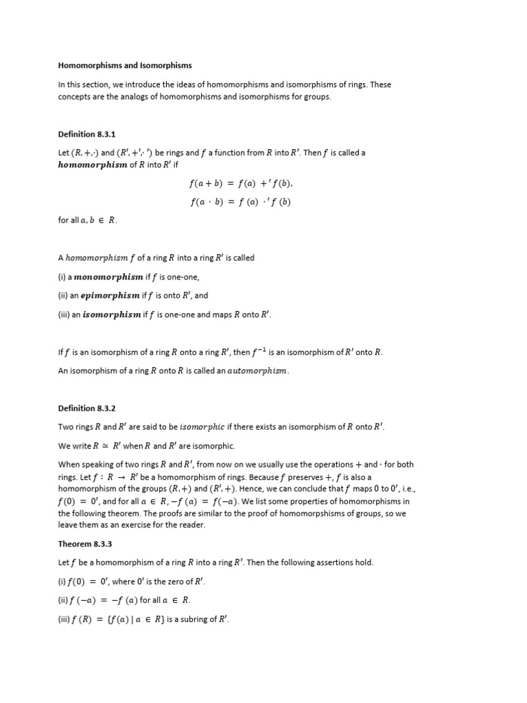 Homomorphisms and Isomorphisms | PDF