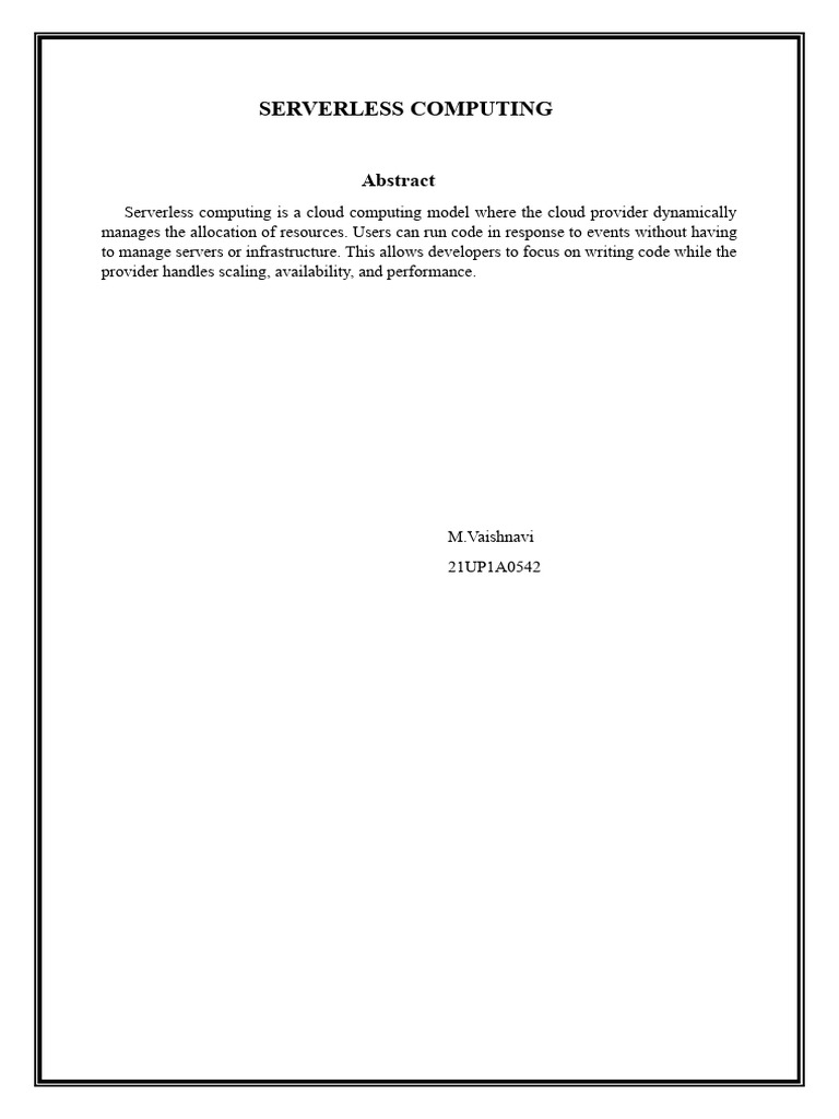 542 Serverless Computing | PDF