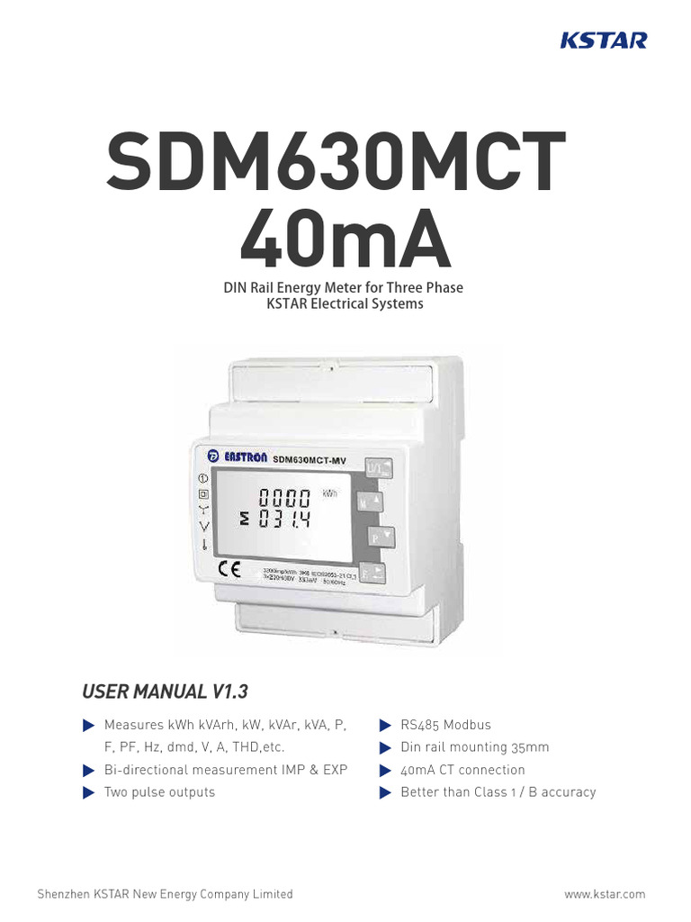 SDM630 Specification V1.3 | PDF | Power Inverter | Menu (Computing)