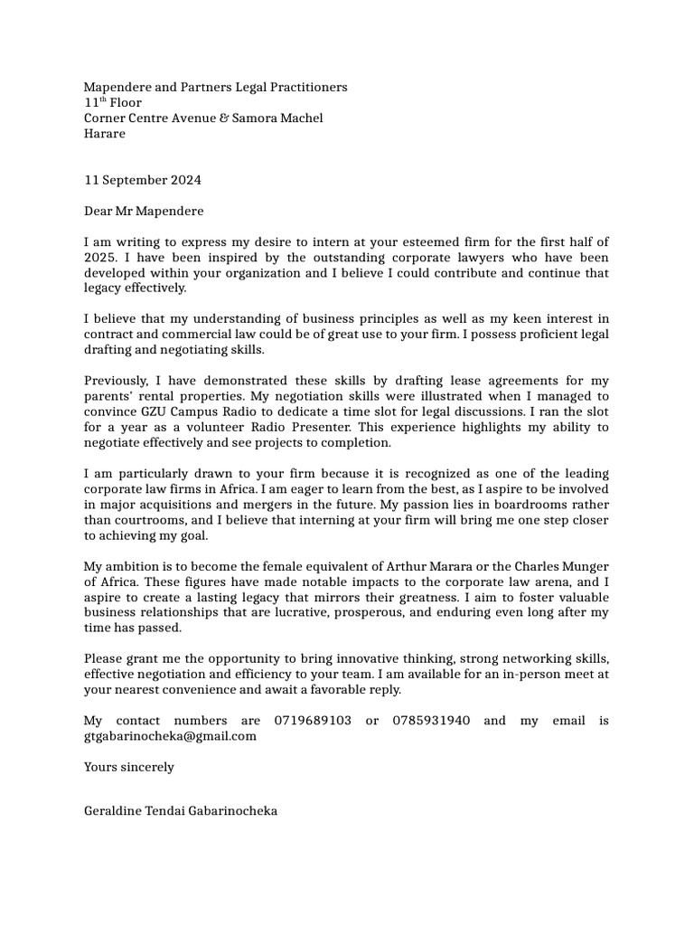 Covers Letter for Geraldine | PDF