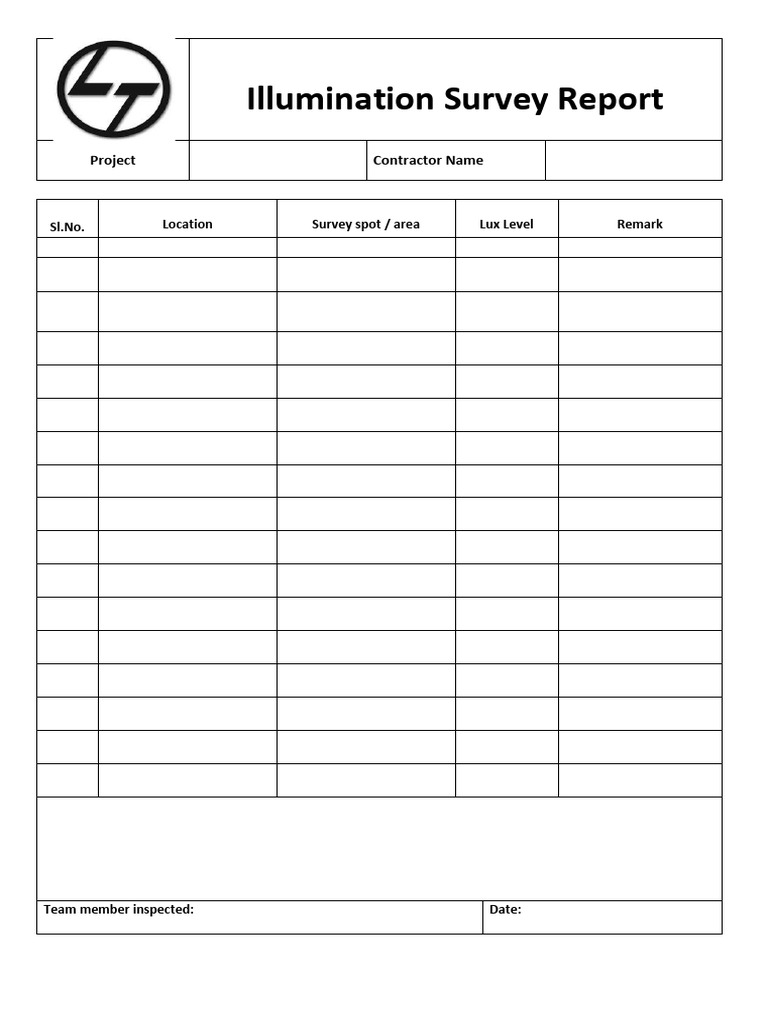 Illumination Survey Report Template | PDF