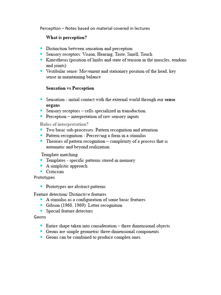 Perception - notes | PDF