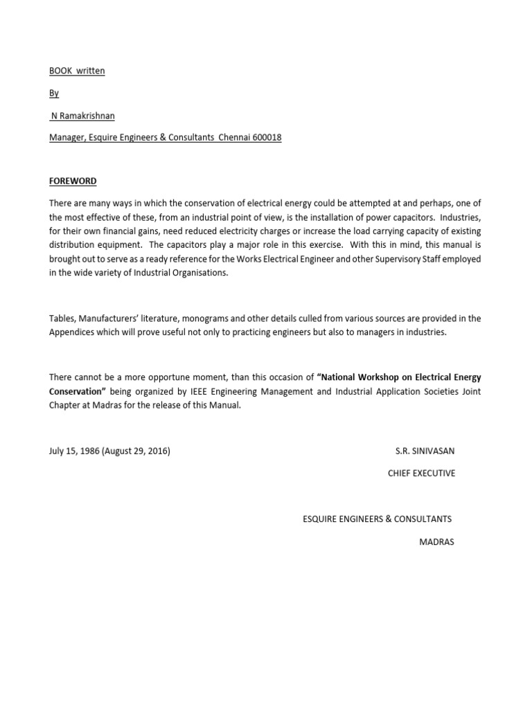 PWR Factor Ref Manual by N Ramakrishnan | PDF | Electric Power | Capacitor