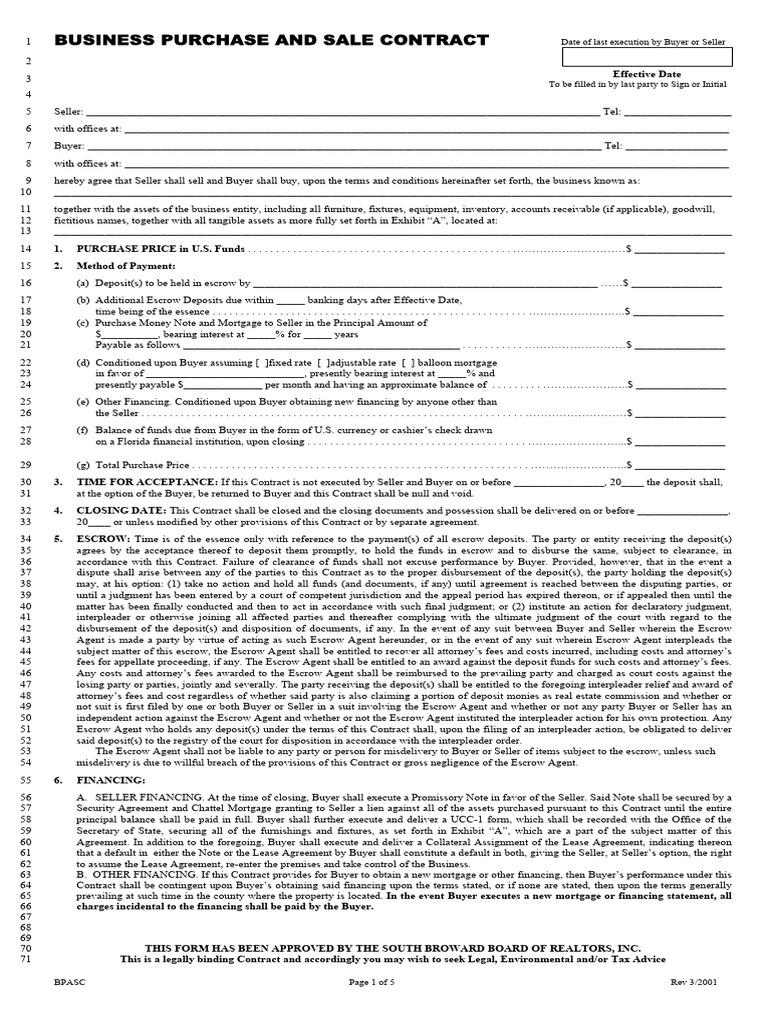 Business Purchase Agreement Form | PDF