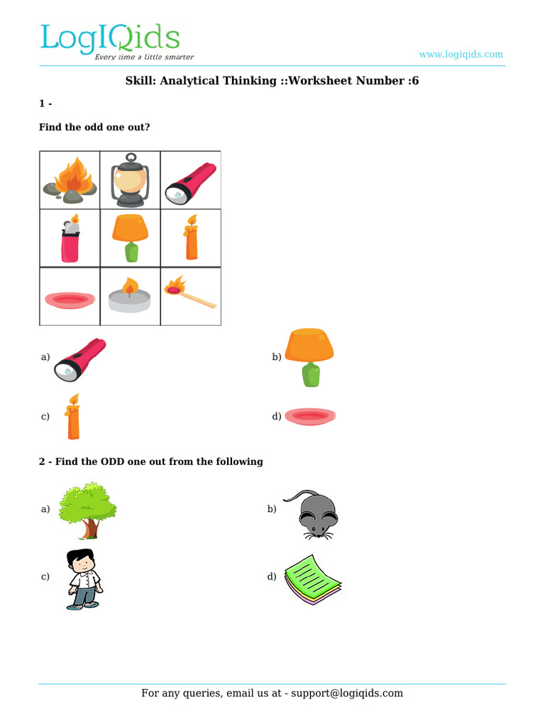 Skill: Analytical Thinking::Worksheet Number:6: 1 - Find The Odd One ...