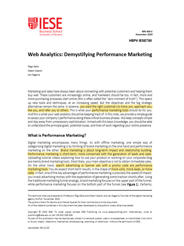 Web Analytics - Demystifying Performance Marketing | PDF