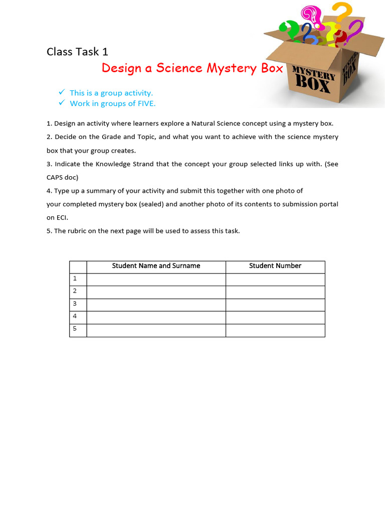 Class Task 1-Mystery Box | PDF | Art