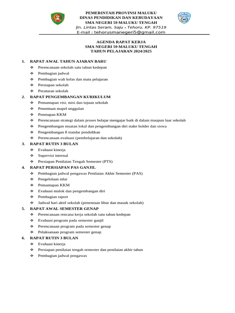 Agenda Raker Sekolah | PDF