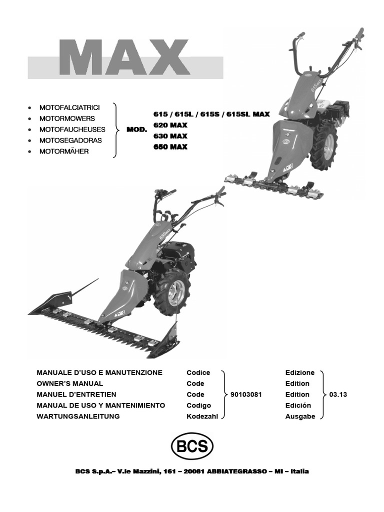 Uso Manutenione BCS MAX | PDF