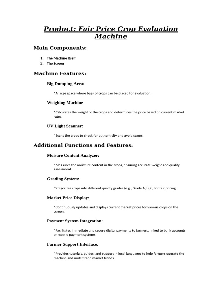 Fair Price Crop Evaluation Machine | PDF