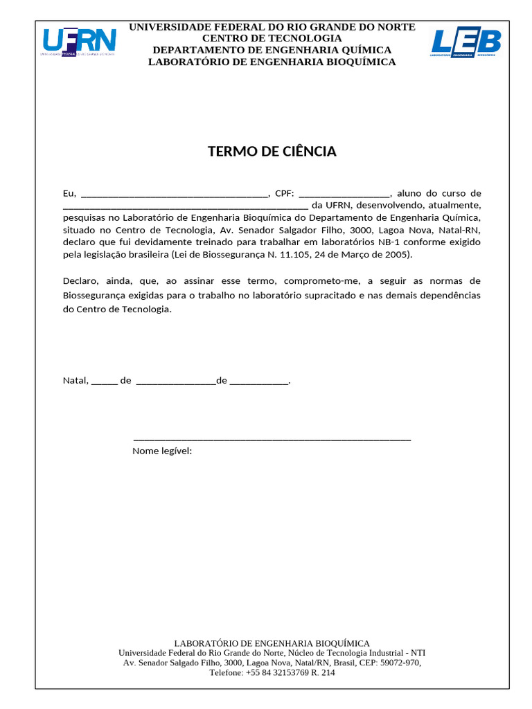 Termo de Ciencia | PDF