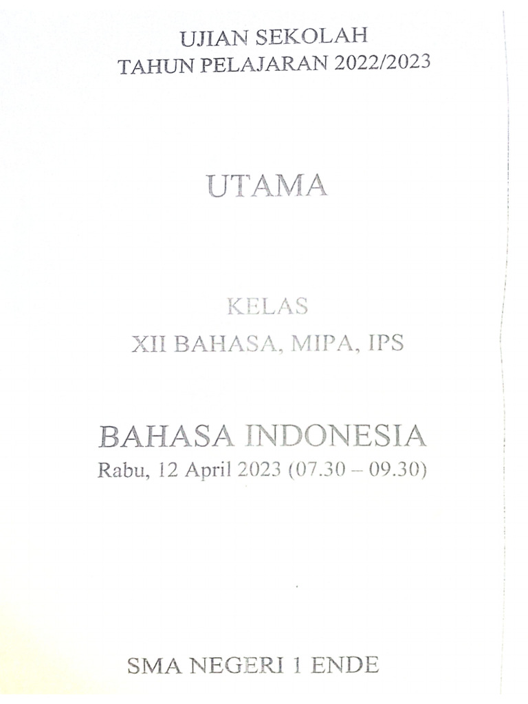 Soal Us 2023 Bindo | PDF