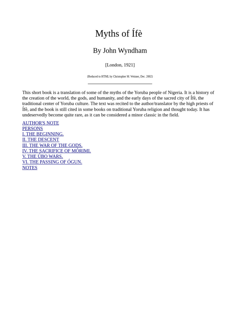 Myths of Ife | PDF