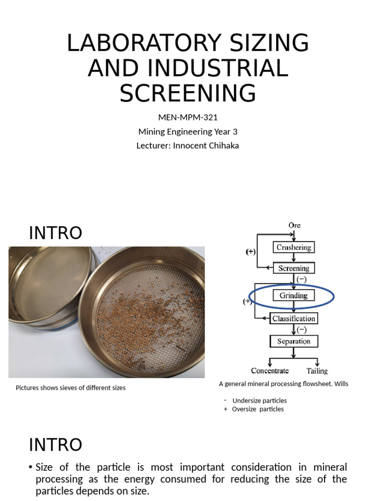 LABORATORY SIZING AND INDUSTRIAL SCREENING | PDF