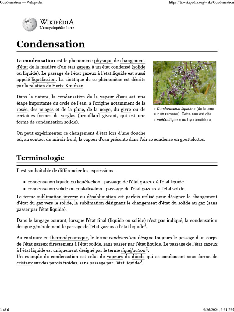 Condensation — | PDF