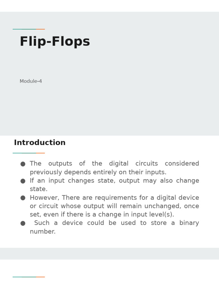 Module 4 Latches and Flip-Flops | PDF | Logic Gate | Switch