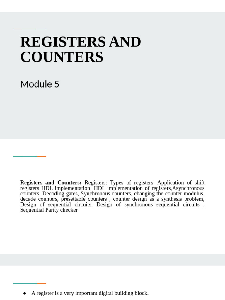 Module 5 Registers - Counters | PDF | Electronic Engineering | Technology & Engineering