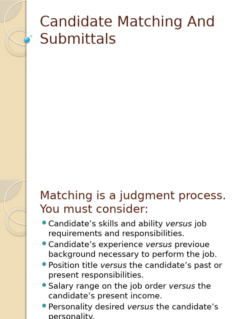 12-Candidate Matching and Submittals | PDF | Résumé | Business