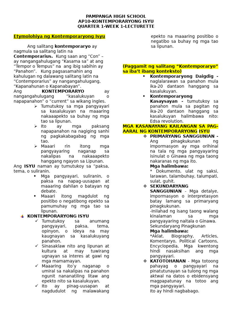 AP10 Quarter 1 Week 1 Lecturette | PDF