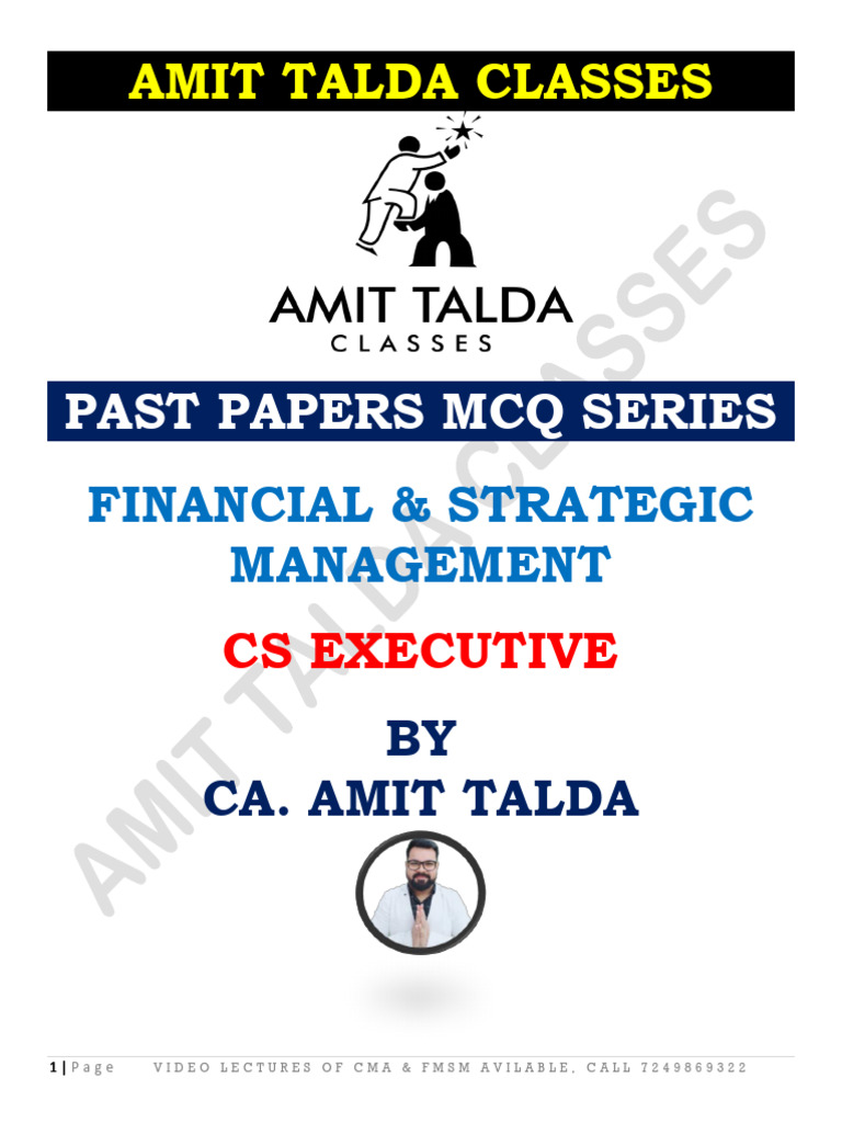FMSM PAST PAPER MCQ CHAPTERWISE-Executive-Revision | PDF